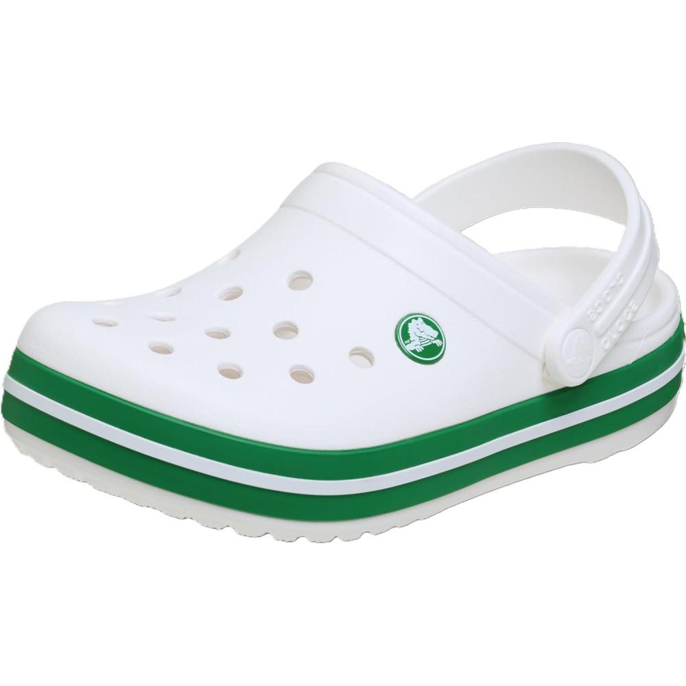 Crocs Unisex Child Crocband Clogs(White/Green Ivy) - Crocs